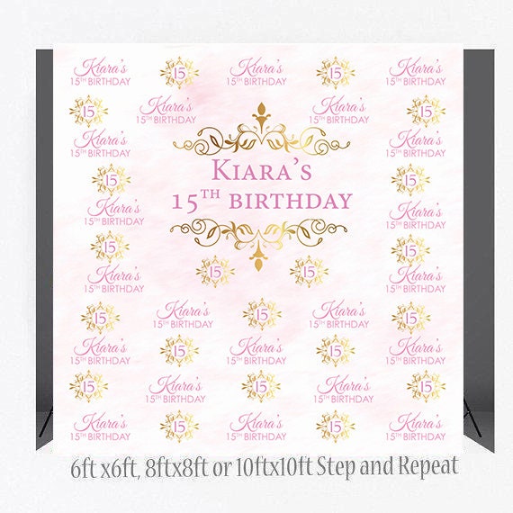 Custom 8X8 Photo Booth backdrop custom Step and Repeat, Sweet 16, Prin ...