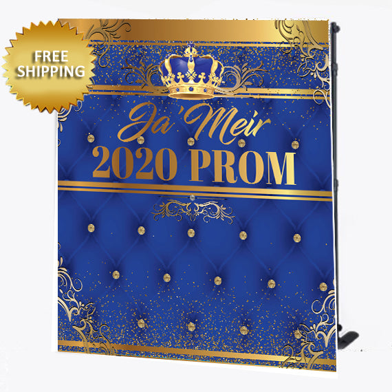 Blue and Gold prom King royalty step and repeat custom backdrop – Dream ...