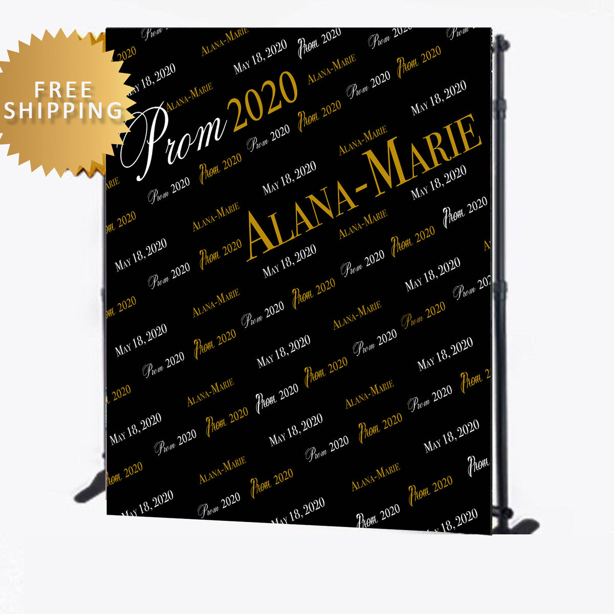 Prom 2020 black and gold custom step and repeat backdrop – Dream Design ...