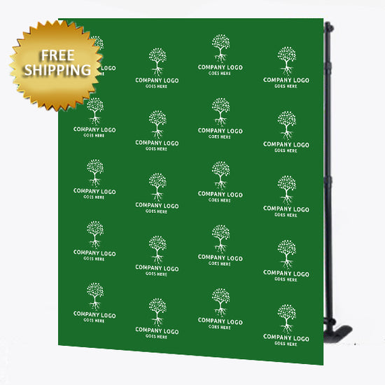 Business Logo Green Custom Step and Repeat Backdrop – Dream Design Group