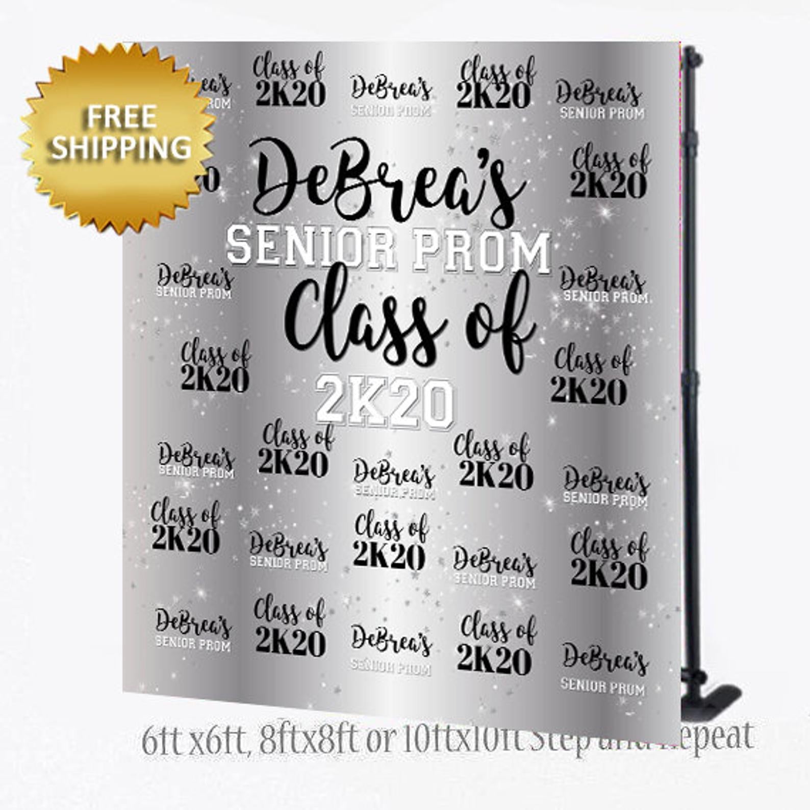 Silver and black Senior Prom 2020 Step and Repeat backdrop – Dream ...