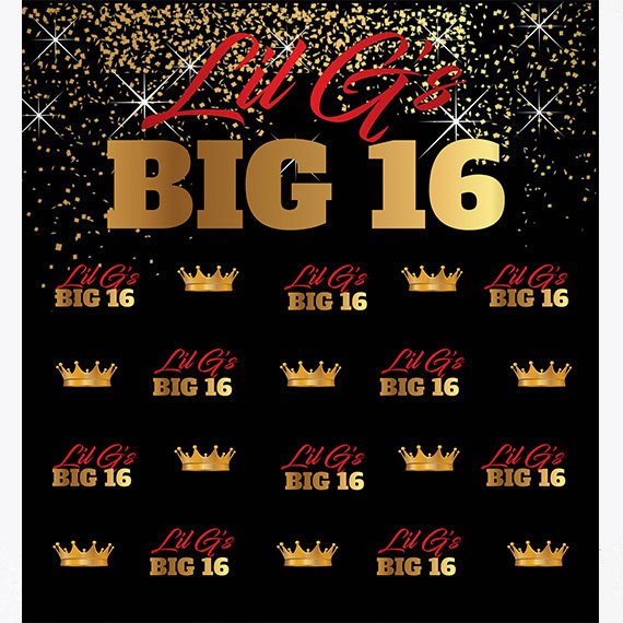 Big Sweet 16 Birthday Custom Step and Repeat Backdrop – Dream Design Group