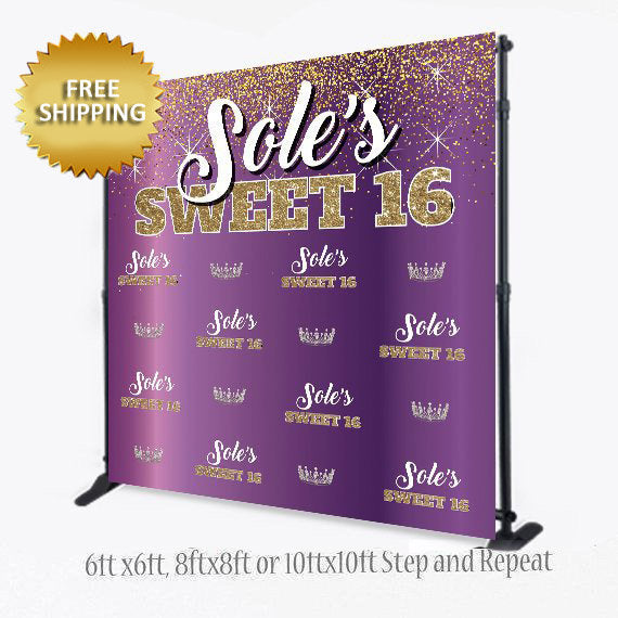 Sweet 16 Royalty Custom Step and Repeat Backdrop – Dream Design Group