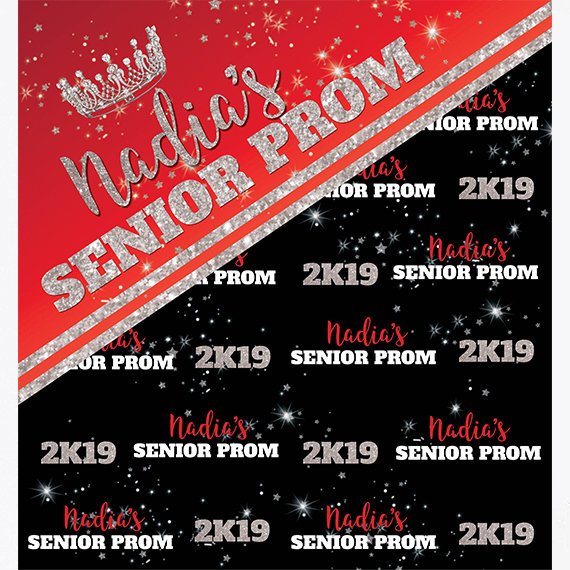 Red and black 2020 prom step and repeat backdrop – Dream Design Group