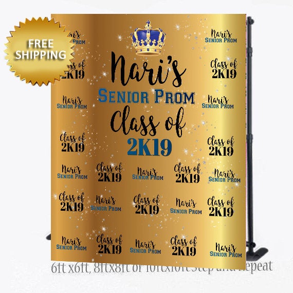 Gold and Black Senior Prom Step and Repeat Backdrop with crown – Dream ...