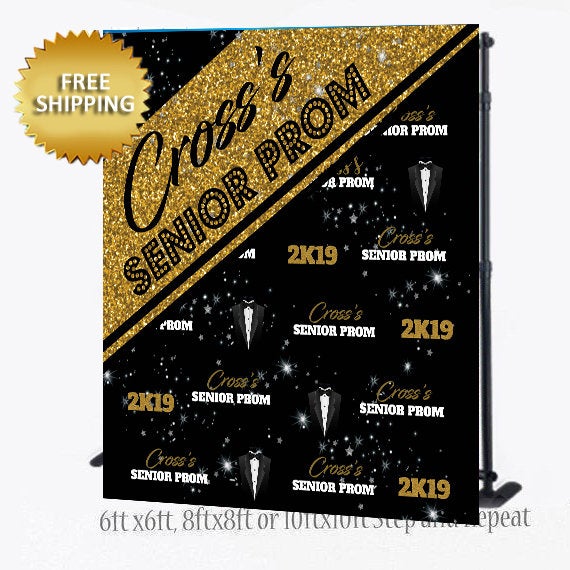 2020 Prom black and gold step and repeat backdrop – Dream Design Group
